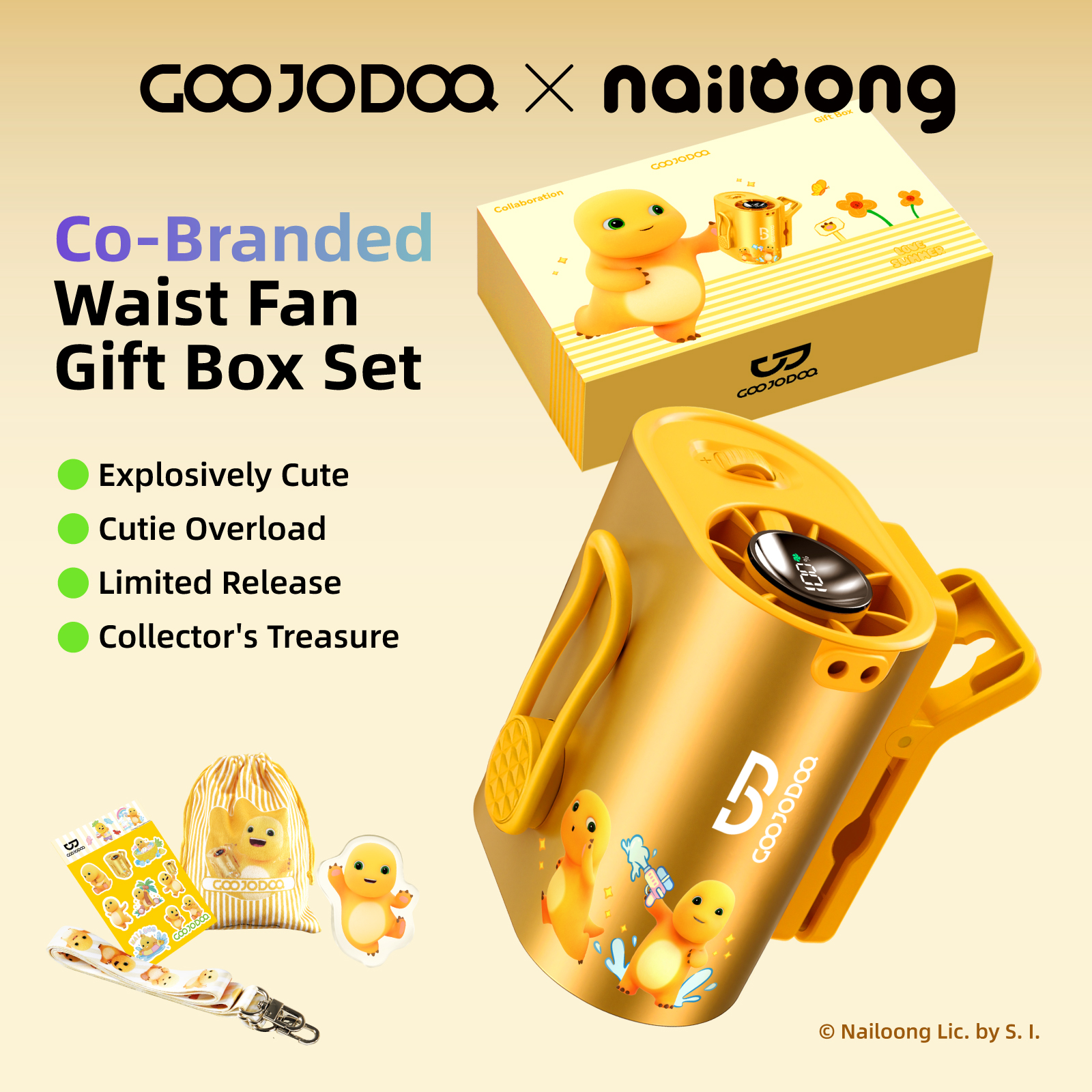 GOOJODOQ × Nailoong Collaboration High-Speed Clip Fan GFS011 Gift Box ...